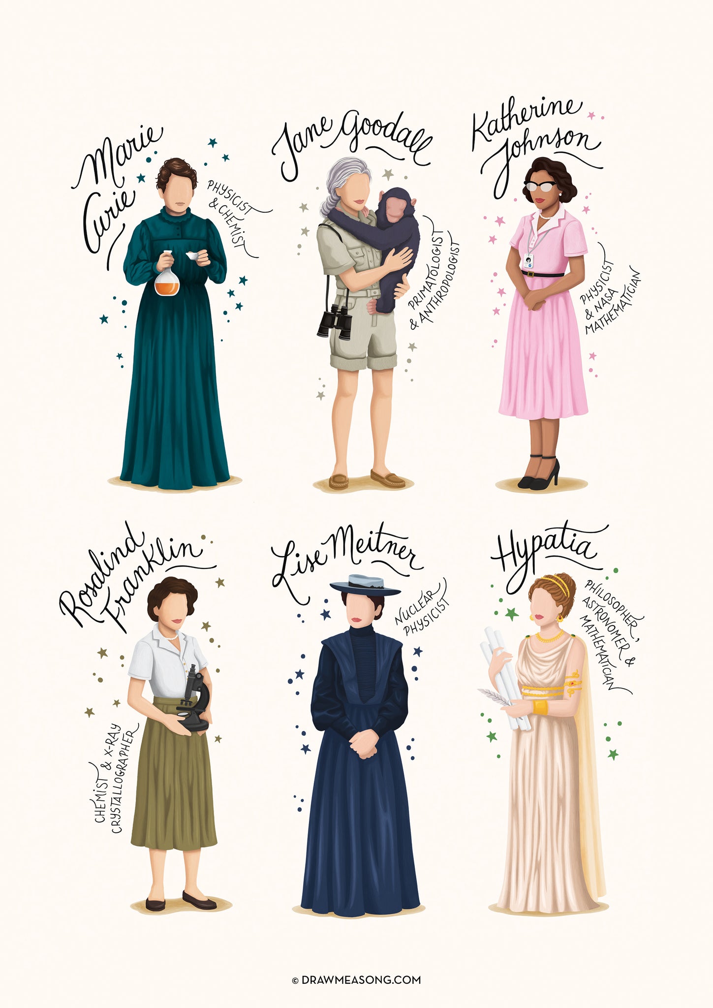 Women of Science Art Print | Women Empowerment Poster – Draw Me a Song