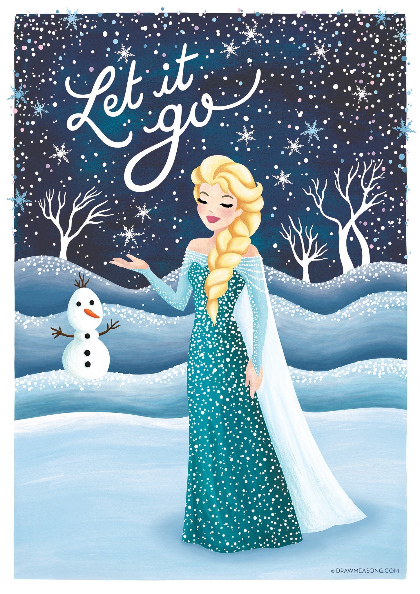 Frozen Elsa Art Print by Draw Me a Song | Disney Princess Poster
