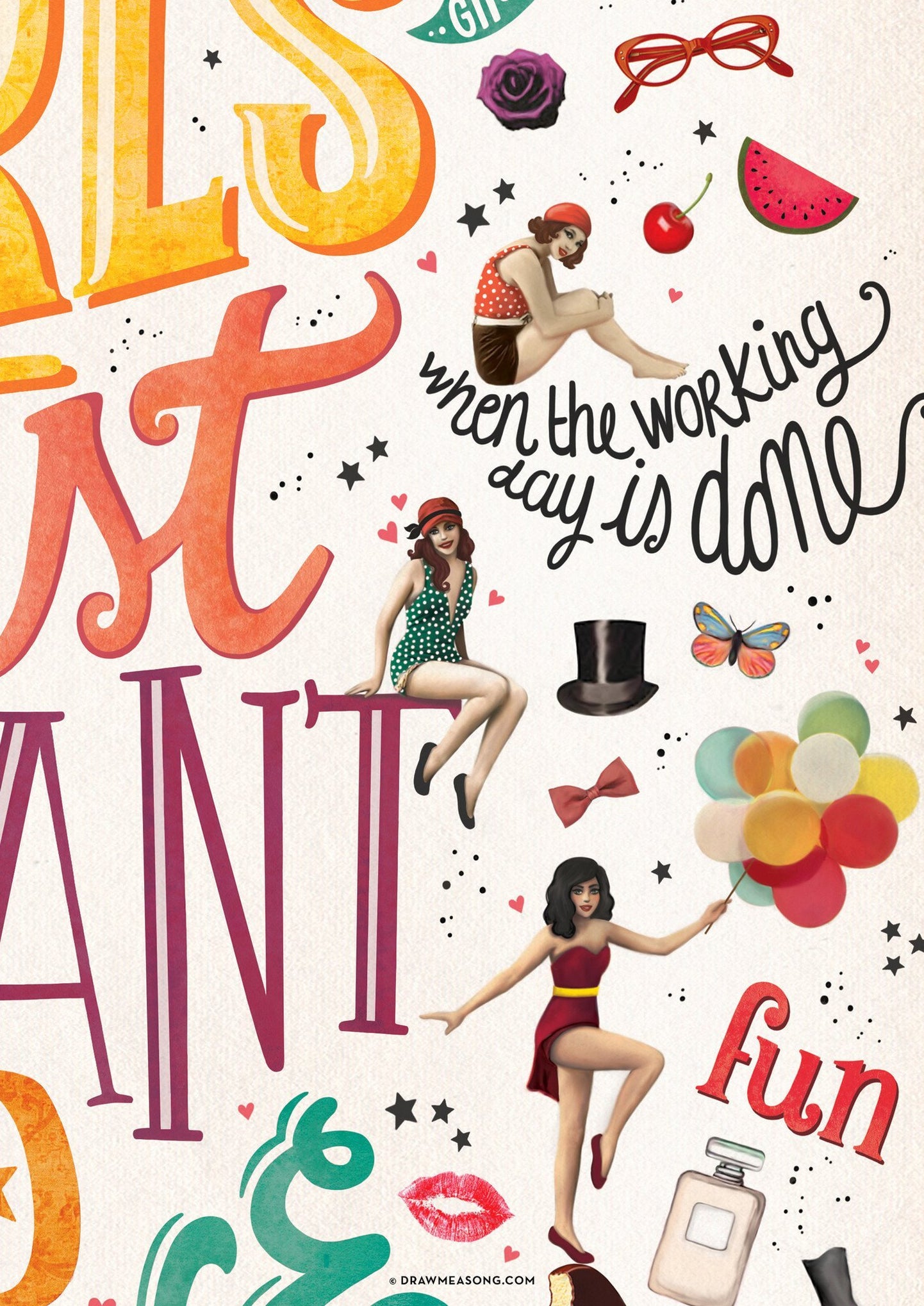 Girls Just Want To Have Fun Print – Draw Me a Song