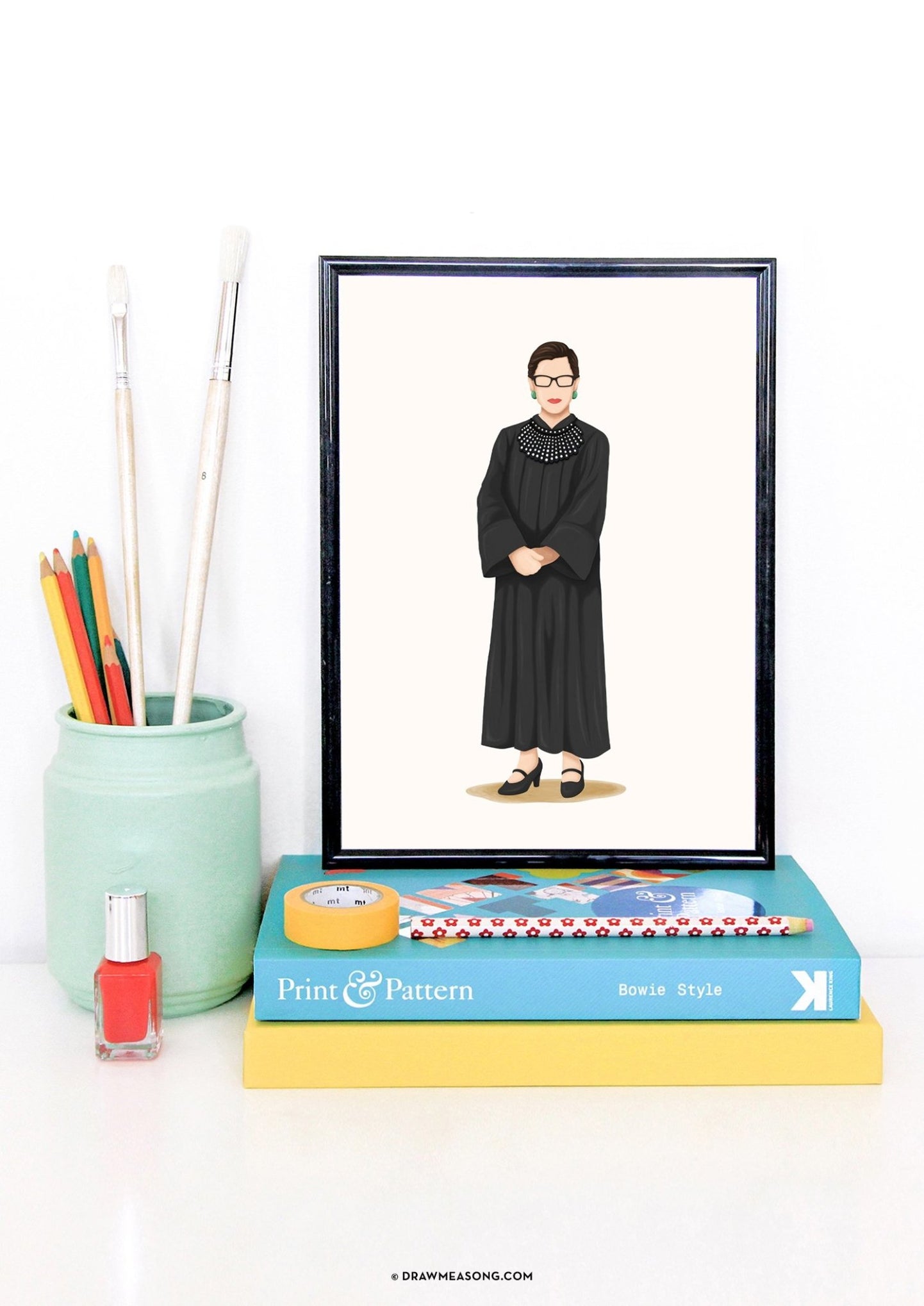 Ruth Bader Ginsburg Art Print by Draw Me a Song | Feminism Poster