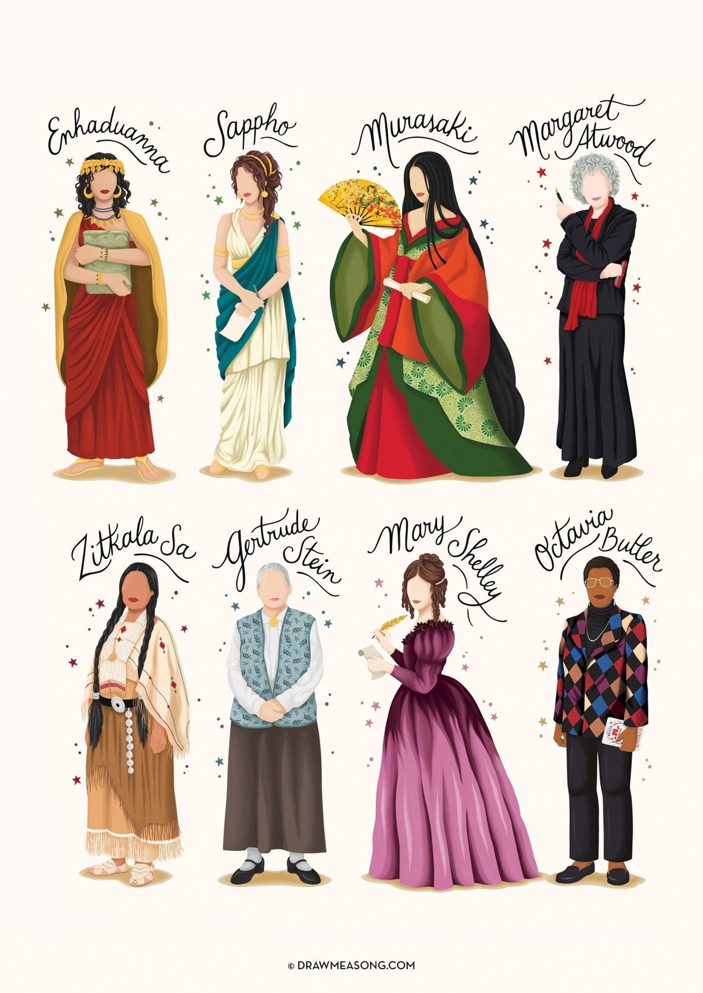 Women of Literature Art Print | Women Empowerment Poster – Draw Me a Song